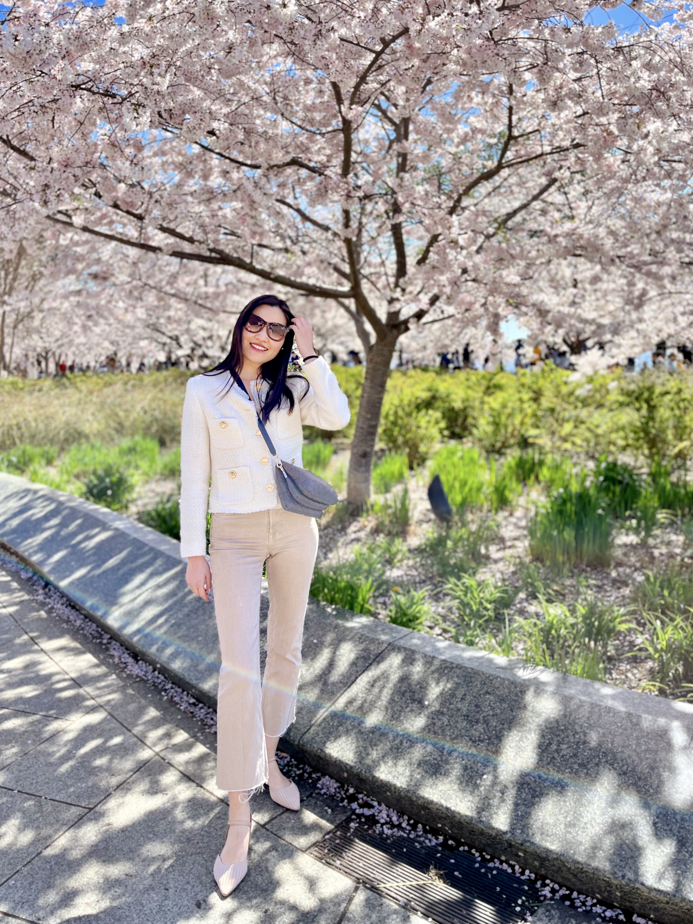 Parisian Outfit for Spring: Textured Tweed Jacket + Polished Flats ...
